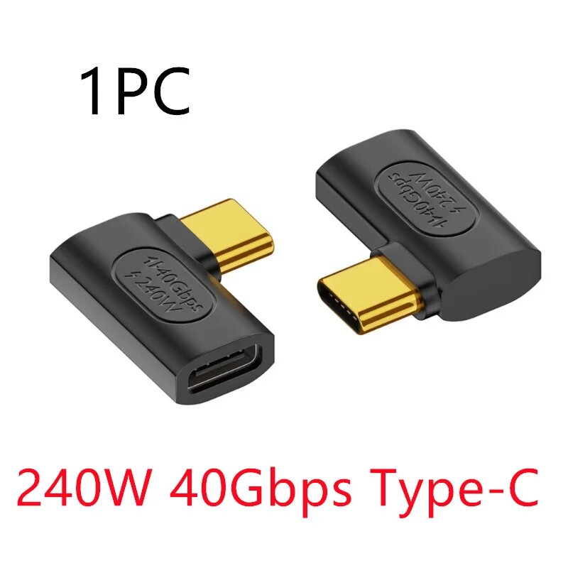 Адаптер Type-C 240W 40Gbps, 90° (Черный)