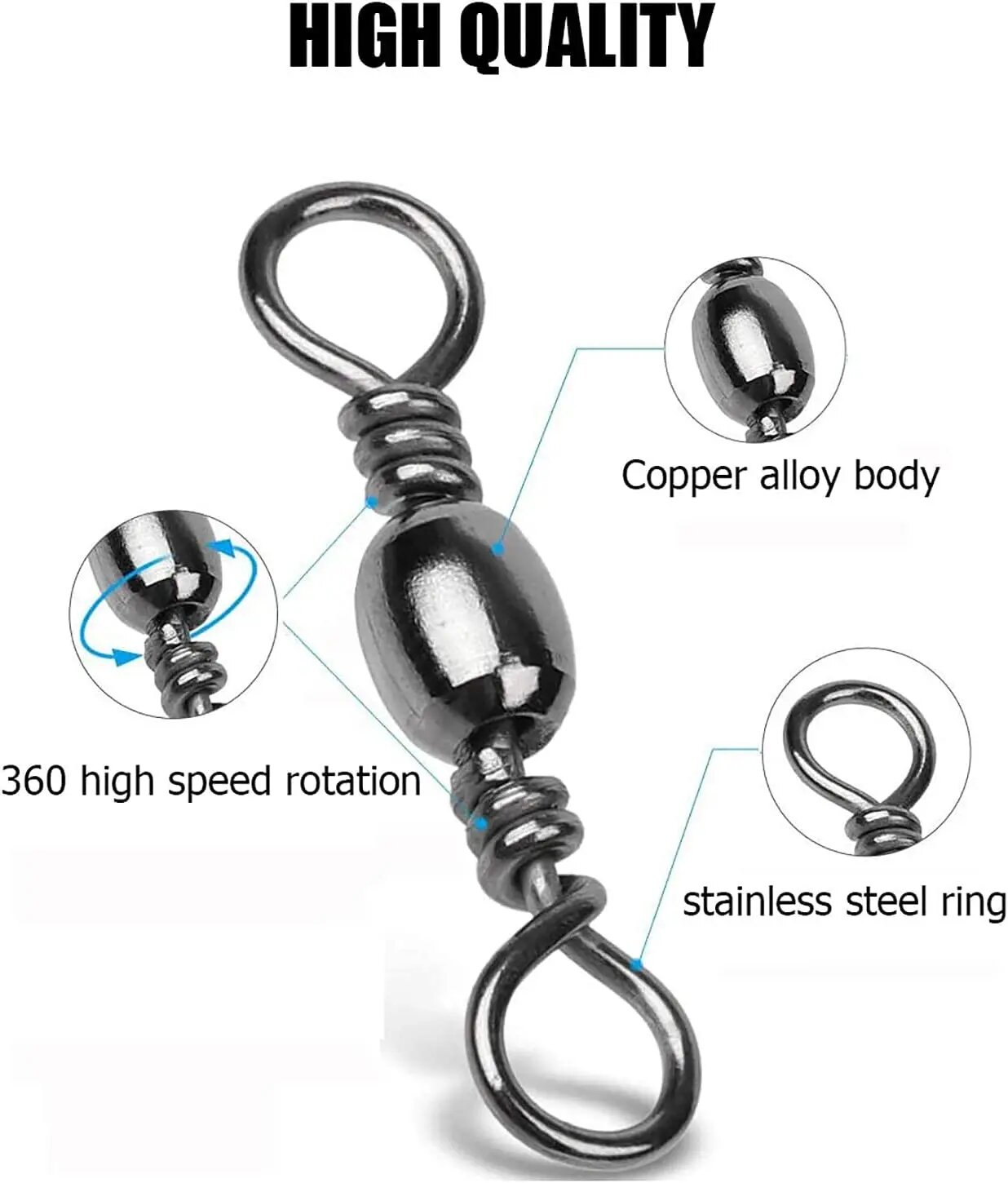 Вертлюги рыболовные Goture 200 шт, 10-16kg 35lb-16mm