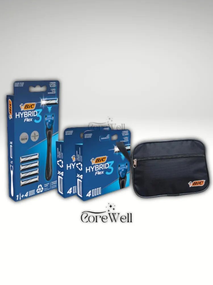BIC Flex 3 Hybrid бритва + 1 ручка + 12 сменных картриджей + сумка