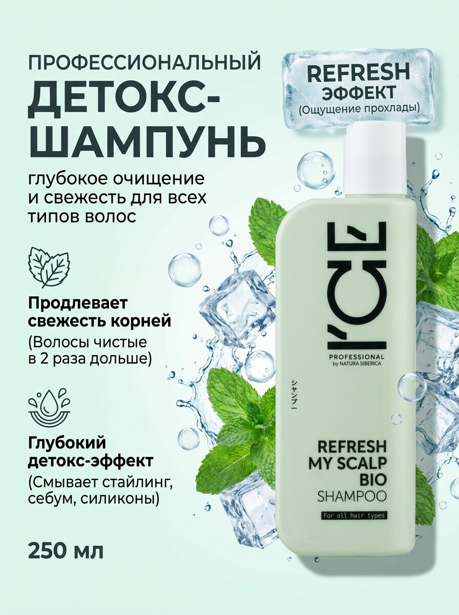 ICE Professional by Natura Siberica Профессиональный детокс-шампунь для всех типов волос Refresh My Scalp Bio 250 мл