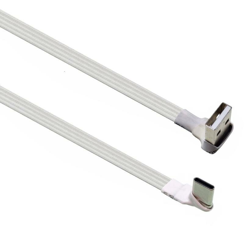 Плоский зарядный кабель USB 2.0 - Type C, белый, 0.2m - амуп цмзв