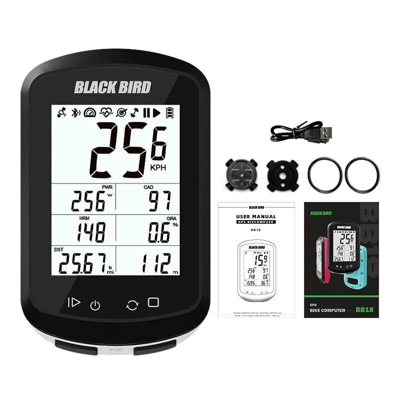 GPS Велокомпьютер Black Bird BB18 с велоспидометром, 2.4 дюйма, Белый