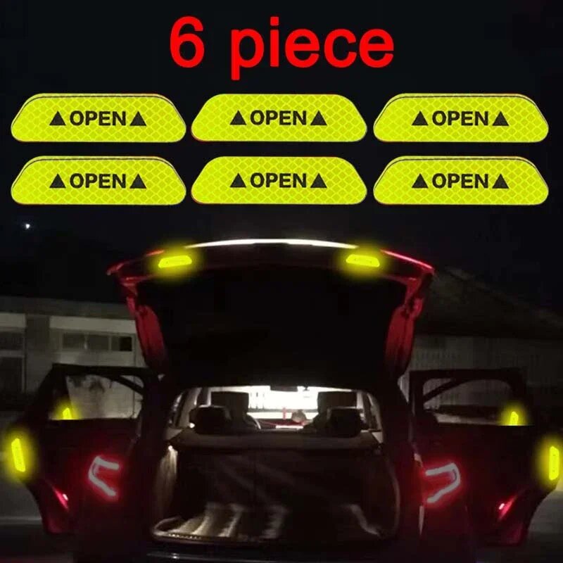 6 шт. Светоотражающие наклейки "Open" для авто, зеленые
