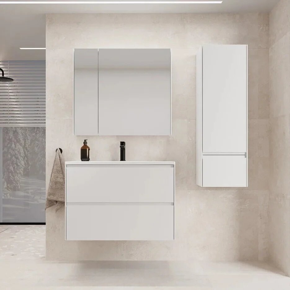 Мебель для ванной комнаты Style Line Лима 100 см подвесная LINE 100 2 ящика PLUS Белый Матовый эмаль