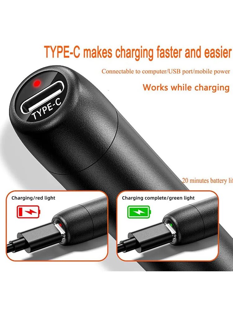 Паяльник 8 Вт с питанием от USB Type-C, портативный, литиевая батарея, черный — фото 1