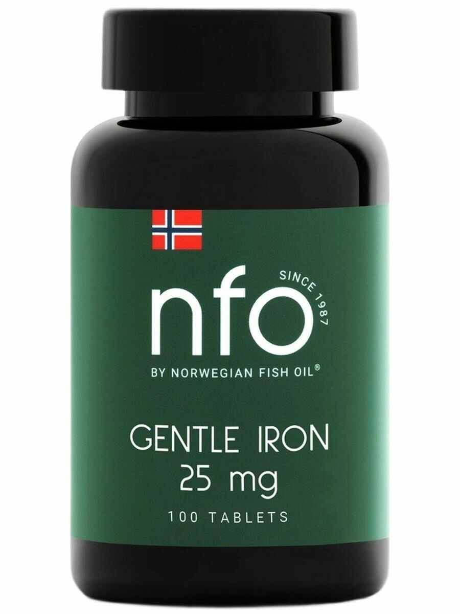NFO Gentle Iron 25 mg / NFO Легкодоступное Железо 25 мг, 100 таблеток, NEW