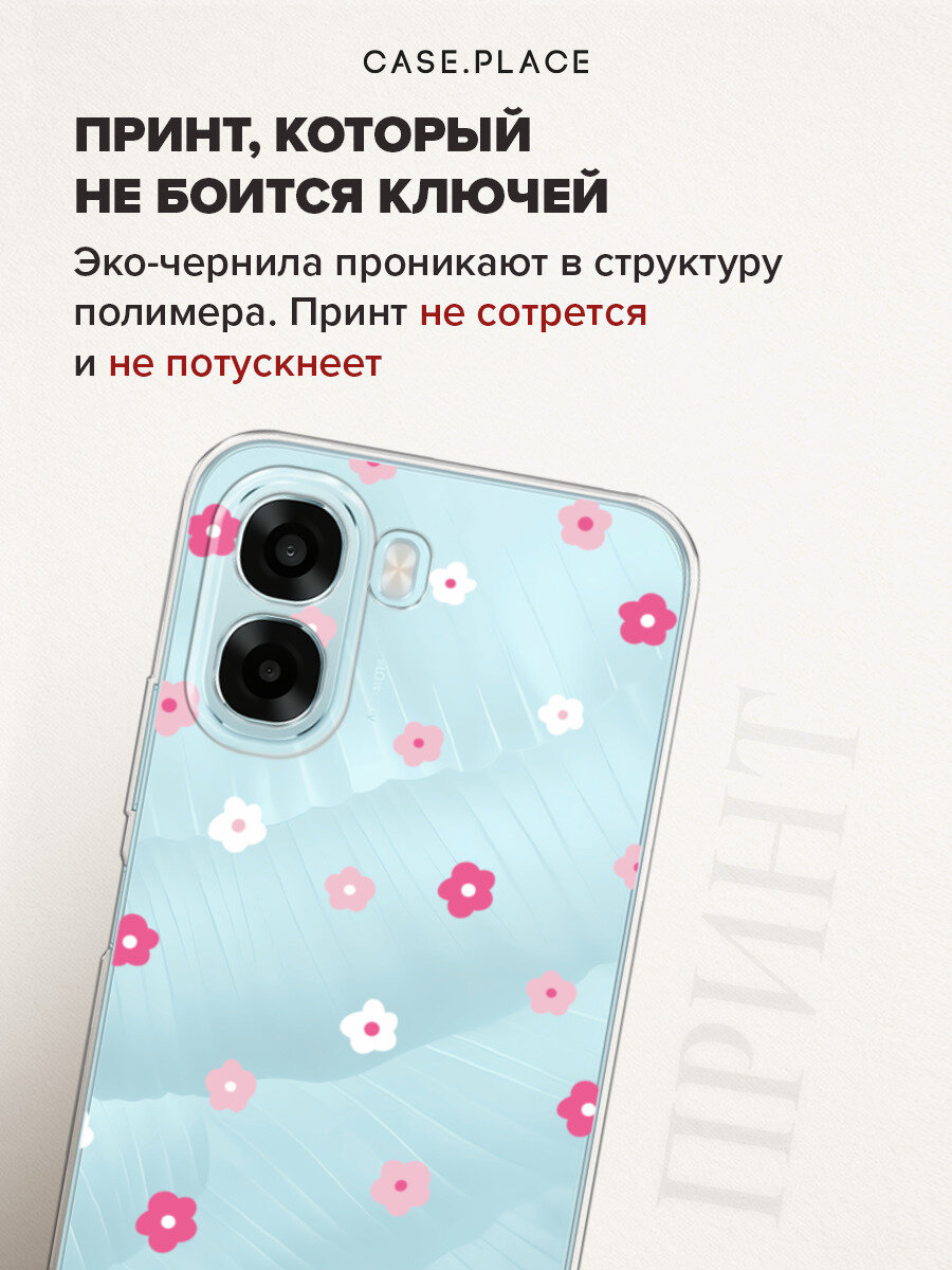 Чехол на Oppo A6x / Оппо A6x с принтом Весенние цветочки рисунок, прозрачный — фото 1