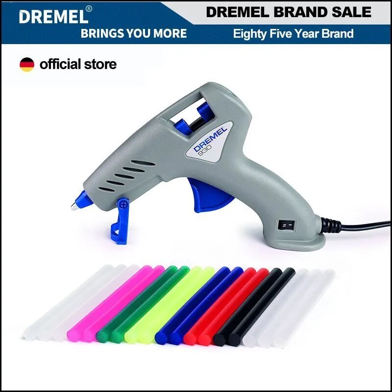 Клеевой пистолет строительный Dremel 930, Серый, 165°C, 7мм, 5г/мин, от сети