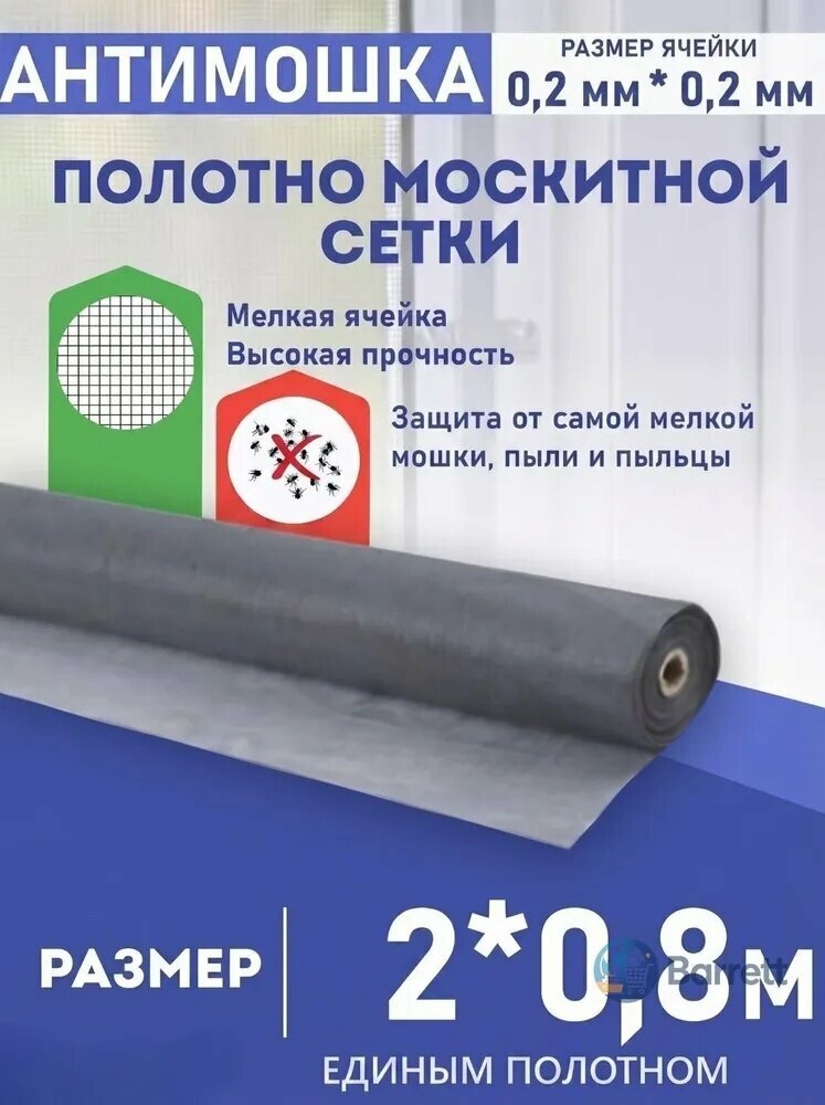 Москитная сетка на окна антимошка, антипыль и на дверь полотно 2 м * 0,8 м