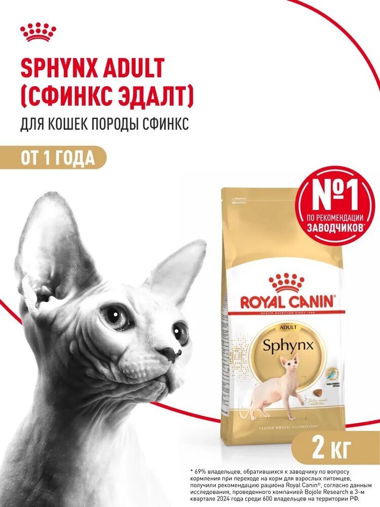 Сухой корм для кошек Royal Canin Adult породы сфинкс, 2 кг