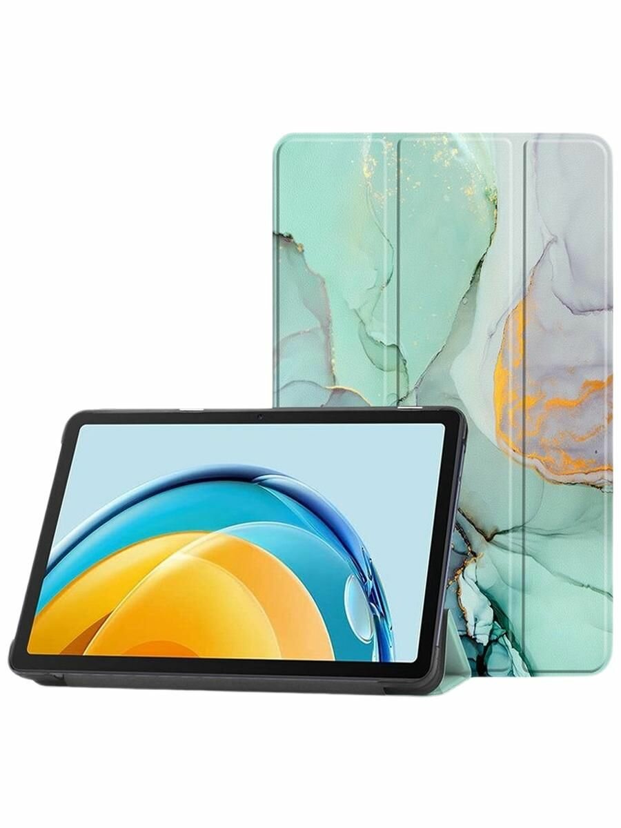 Чехол на Honor Pad 10 / Honor Tablet 10 / Хонор Пад 10, 12.1 дюйма, 2025 года, умный с магнитом, темно-зеленый мрамор