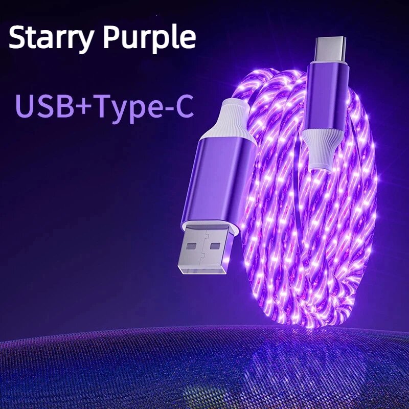Светящийся кабель USB Type-C Starry Purple