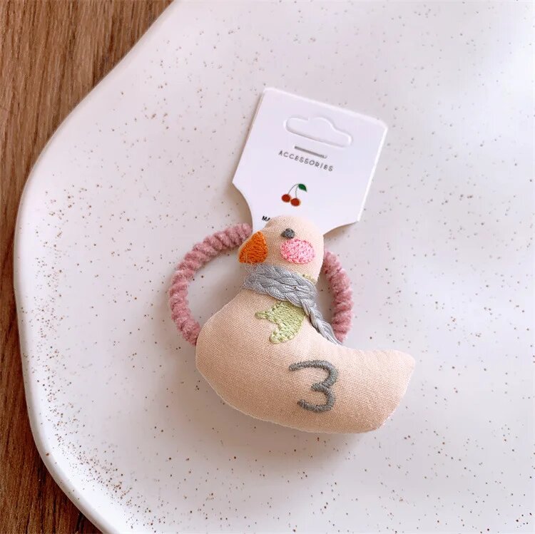 Резинки для волос с мультяшными животными для девочек Белый, Scarf duckling