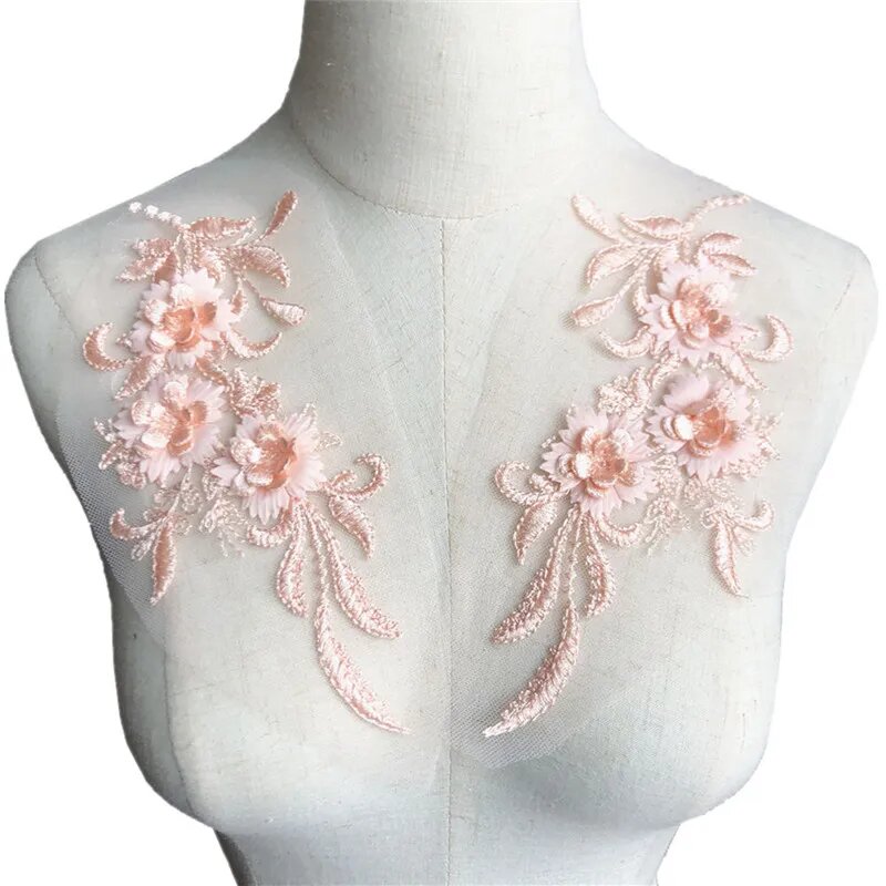 Розовые кружевные нашивки розы 2шт, цвет 7-Baby Pink