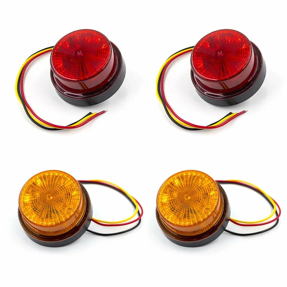 4 шт. стробоскоп 12/24В, красный/желтый, 12 LED