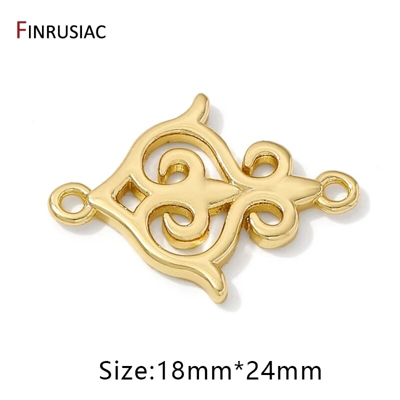 FINRUSIAC Золотые латунные шармы с сердечком/ангелом для браслетов 5 pieces, 18K Gold Plated