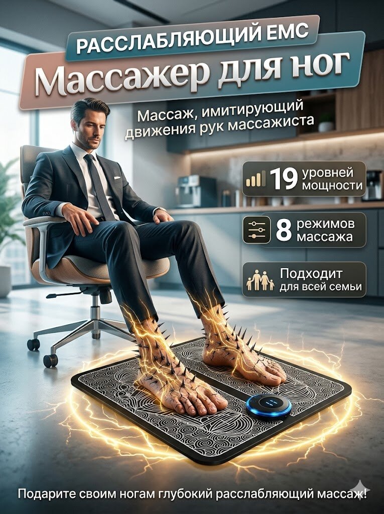 Тренажёр-миостимулятор EMS Foot Massager для стоп, массажер для ног