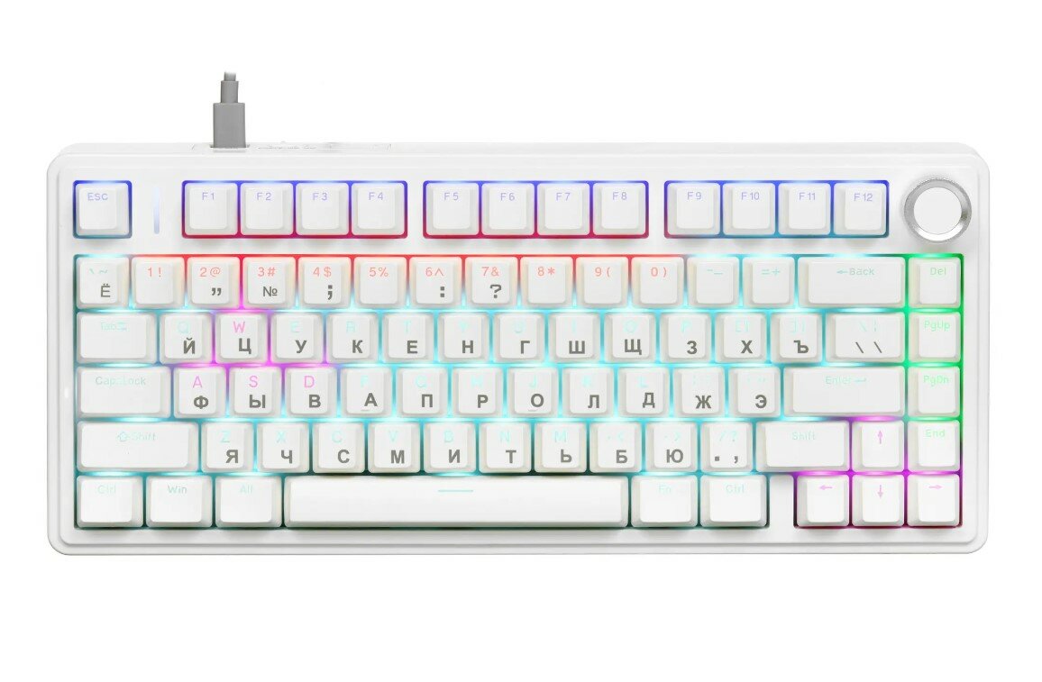 Игровая клавиатура проводная механическая AULA F75 (Blue Switch), белая