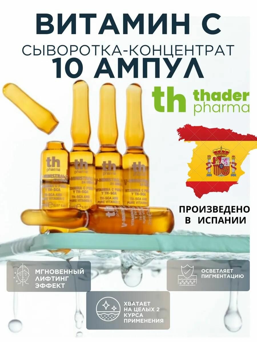 Набор гиалуроновая кислота сыворотка для лица Антивозрастной уход MINISTRAL серум /для сужения пор, против пигментации/ 10 шт. по 2 мл/ Thader Pharma.