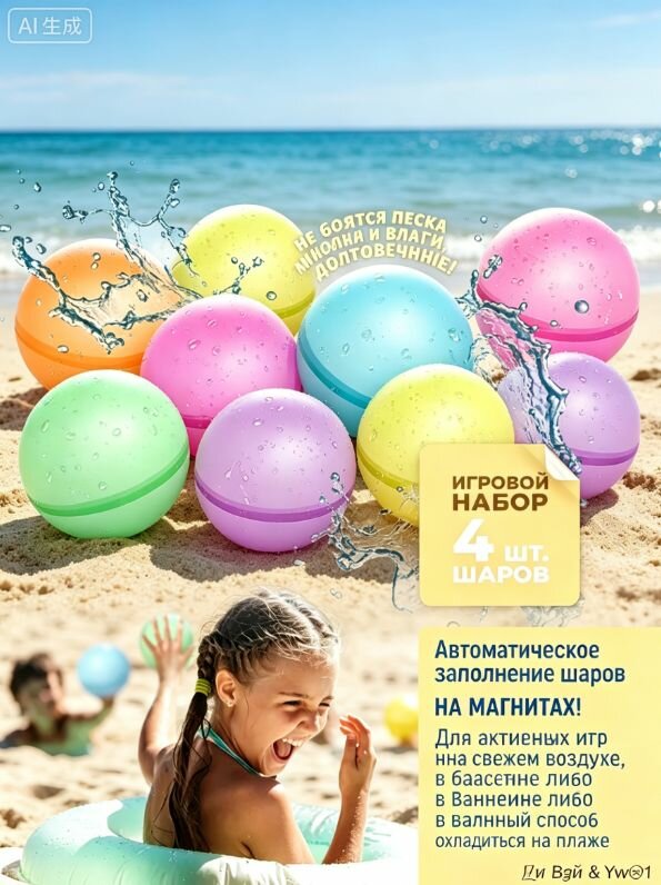 Многоразовые водные бомбочки: набор цветных шаров для незабываемых летних водных битв