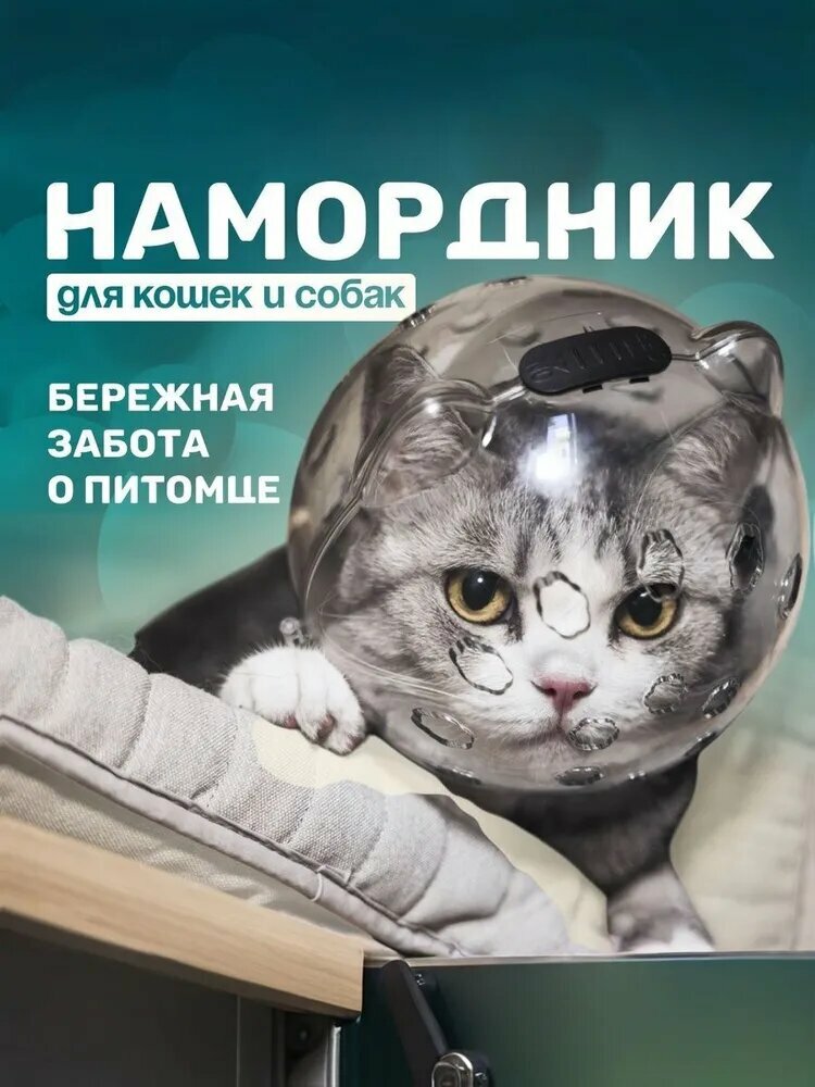 Воротник для кошек - ветеринарный намордник для кошек (шар) для груминга, стрижки когтей, процедур