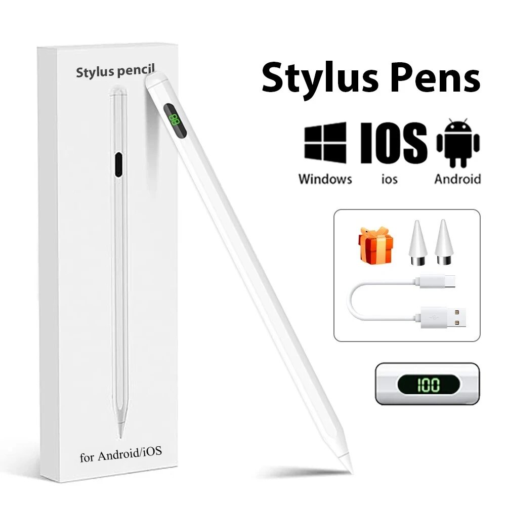 Металлический беспроводной стилус с цифровым дисплеем touch pencil A