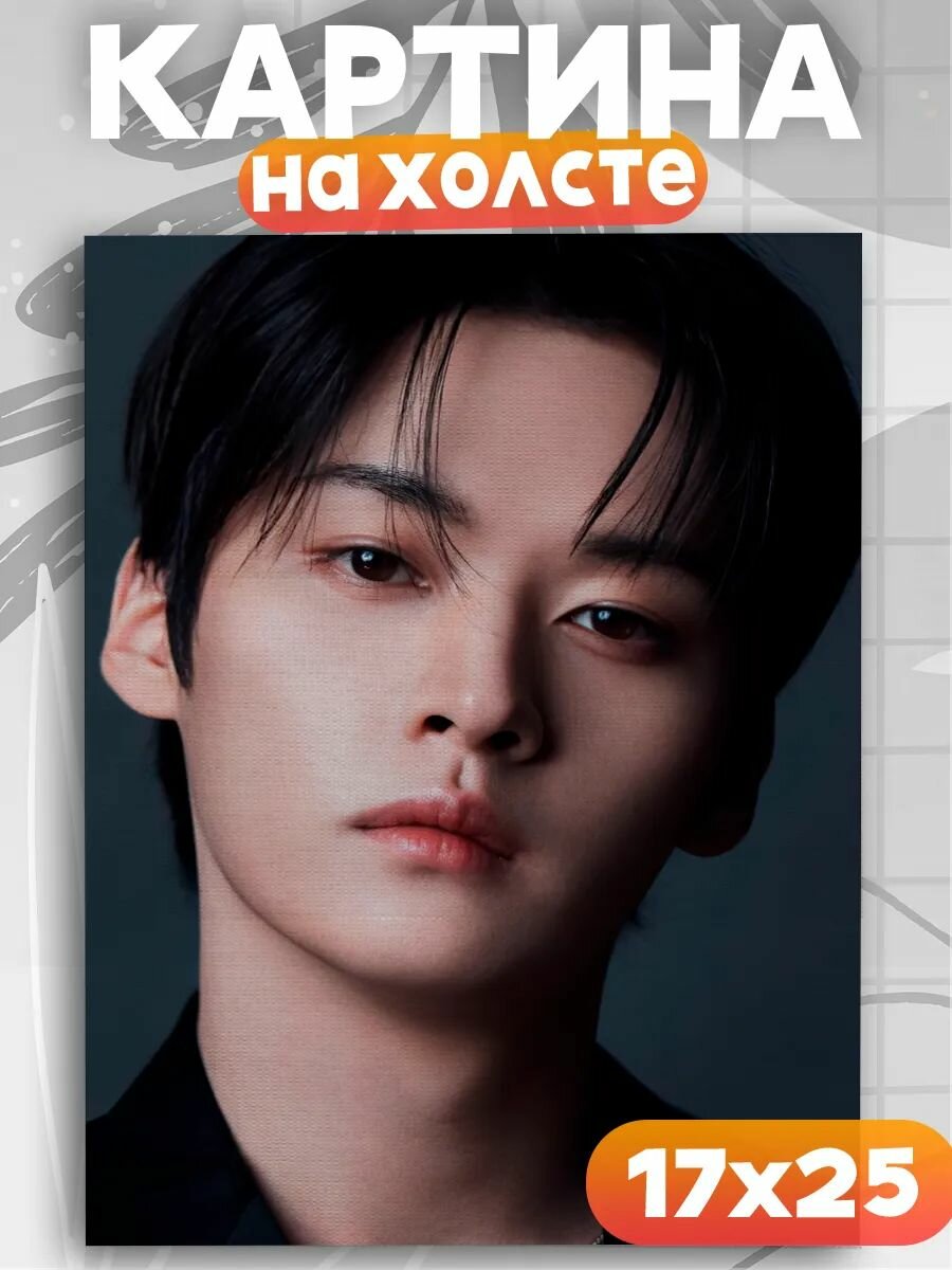 Картина на стену Ли Минхо Stray kids кпоп, на подрамнике, 1шт, 25х17 размер.