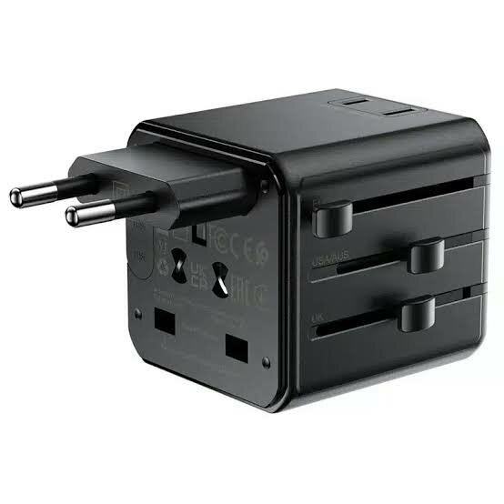 Универсальный адаптер для всех розеток Acefast Z11 Universal Socket EU/UK/US/AU + 2*US, 2500W, Черный