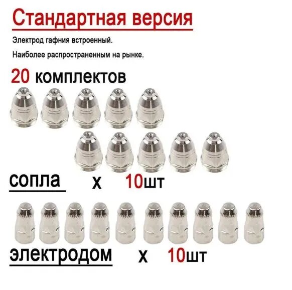 20 шт. Сопла катоды для плазмореза P80 1.5мм, 20 шт. комплектов