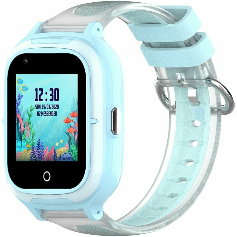Детские смарт часы Wonlex 4G КТ23 c GPS, местоположением, видеозвонками, WhatsApp, с сим-картой в комплекте, голубой