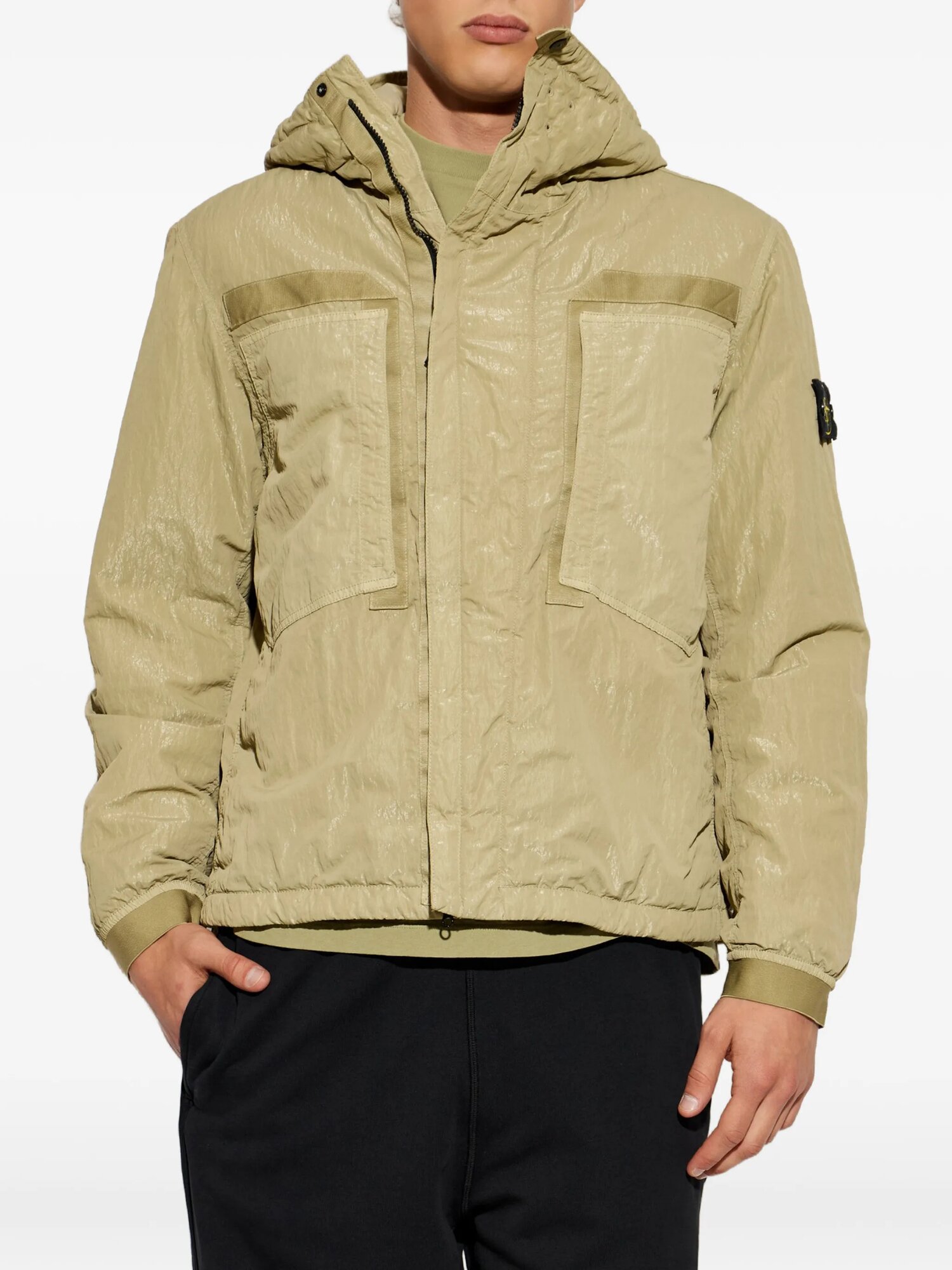 Куртка Stone Island Logo-patch hooded jacket, размер XL, зеленый, — фото 1