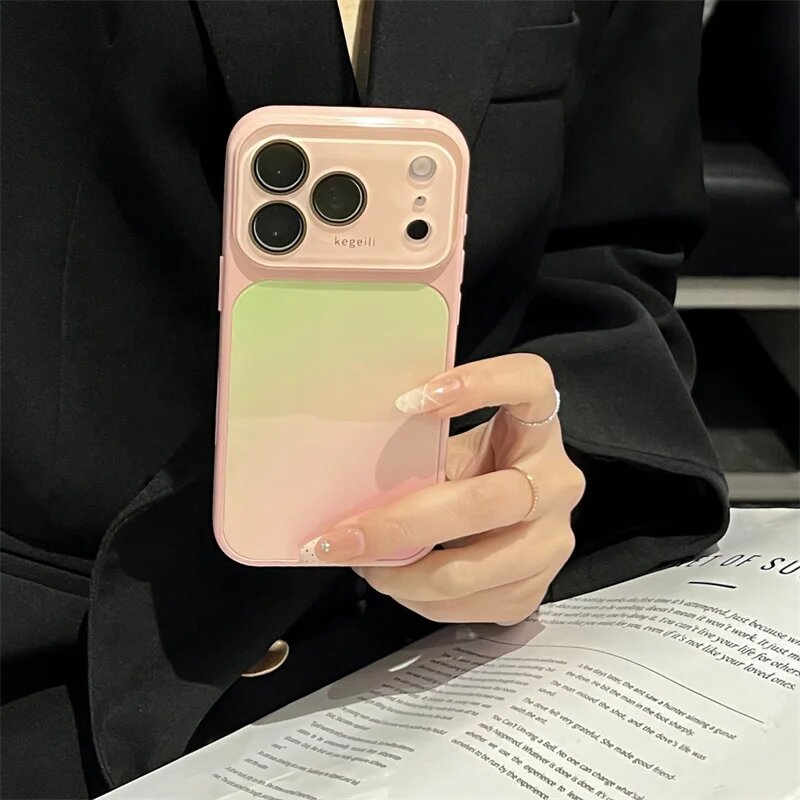 Чехол для iPhone 15 розово-зеленый градиент