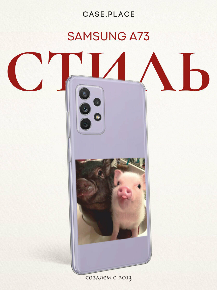 Чехол на Samsung Galaxy A73 / Галакси А73 с принтом Два поросенка, прозрачный