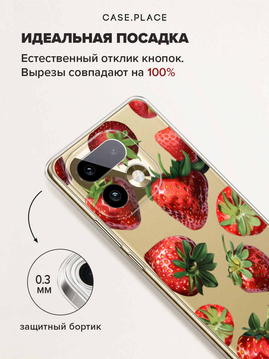 Чехол на Realme 16 Pro+ / Реалми 16 Про+ с принтом Сочная клубника — фото 1