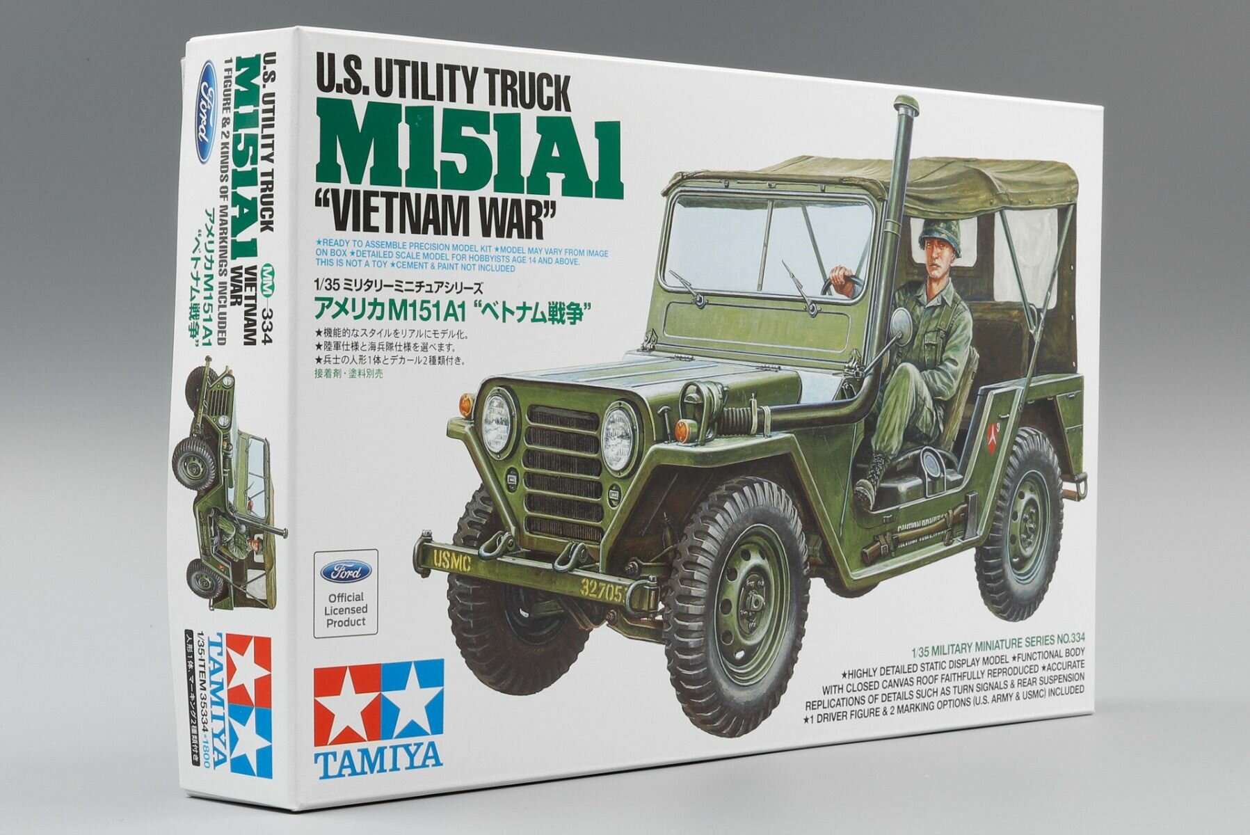 Tamiya 35334 1/35 Сборная модель армейского автомобиля M151A1 "Война во Вьетнаме" с фигуркой водителя
