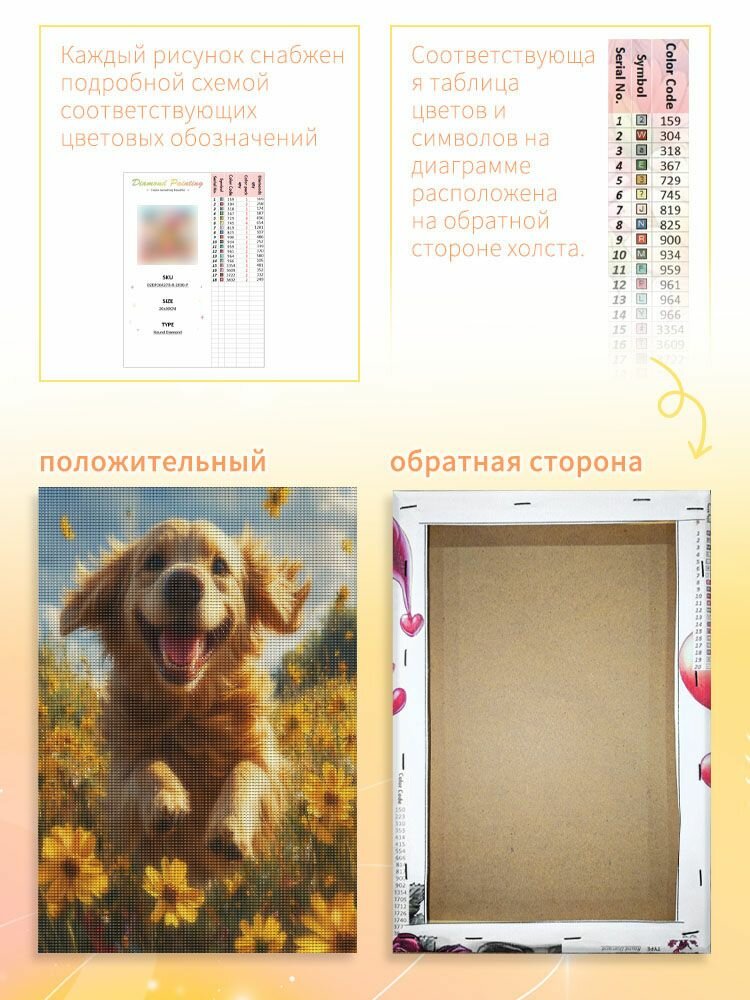 Алмазная мозаика на подрамнике "Бегущая собака" 20х30 / Алмазная вышивка картина стразами