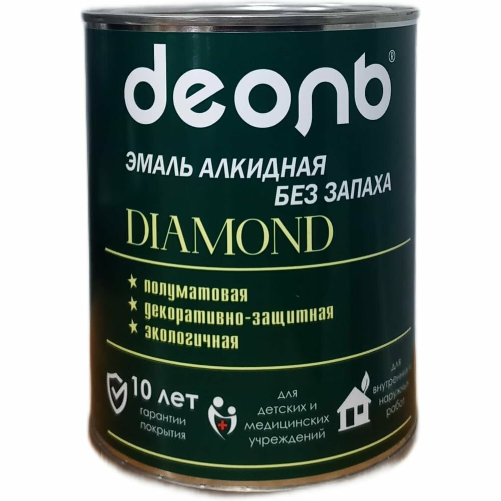 Алкидная эмаль Деоль без запаха Diamond RAL9016 белая 0,75л полуматовая 33498