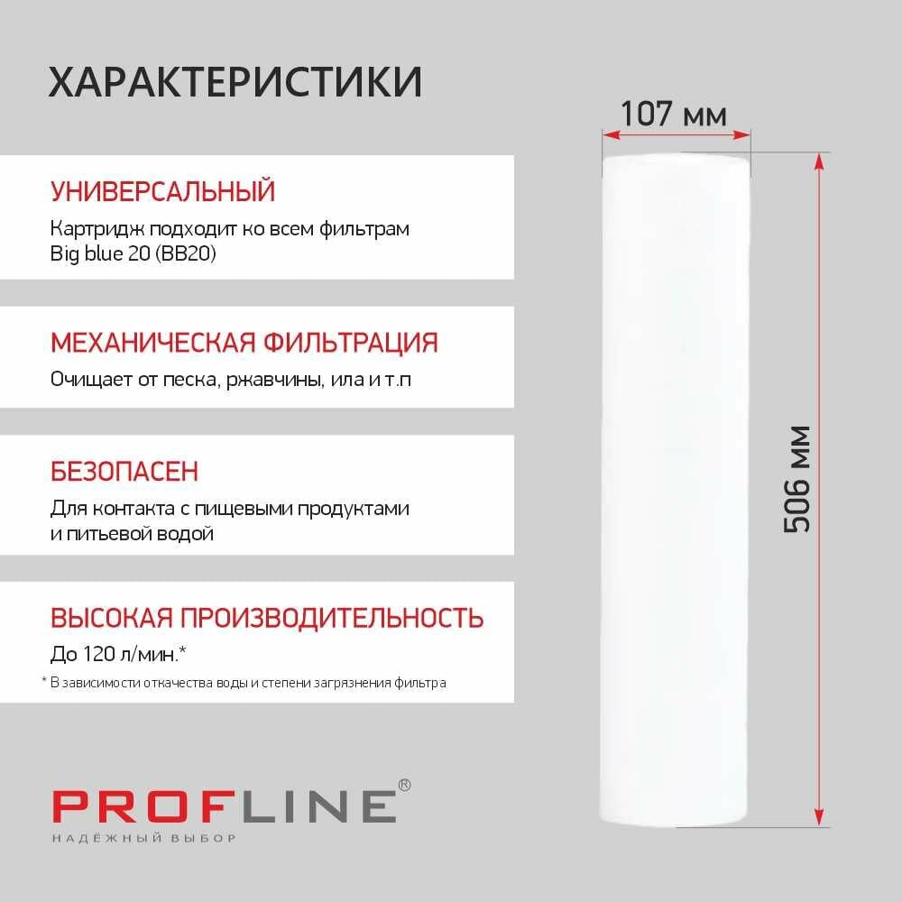 Картридж из вспененного полипропилена PROFLINE PP-20BB (20mсr) (механическая очистка) УТ-00050776 — фото 1