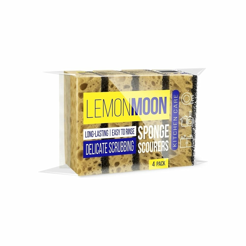 Губка для посуды Lemon Moon 96x64x33 ретикулированная 4 шт. L103