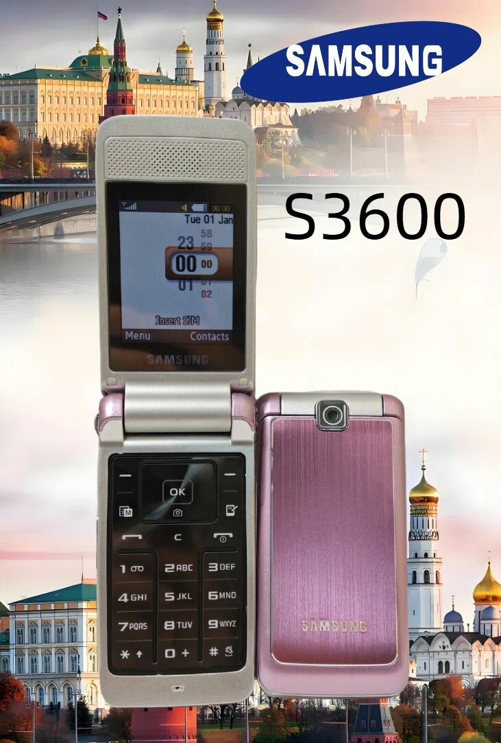 Мобильный телефон Мобильный телефон S3600i с откидной кнопкой, 2SIM, мобильный телефон для пожилых людей, MP3, русский, светло-розовый