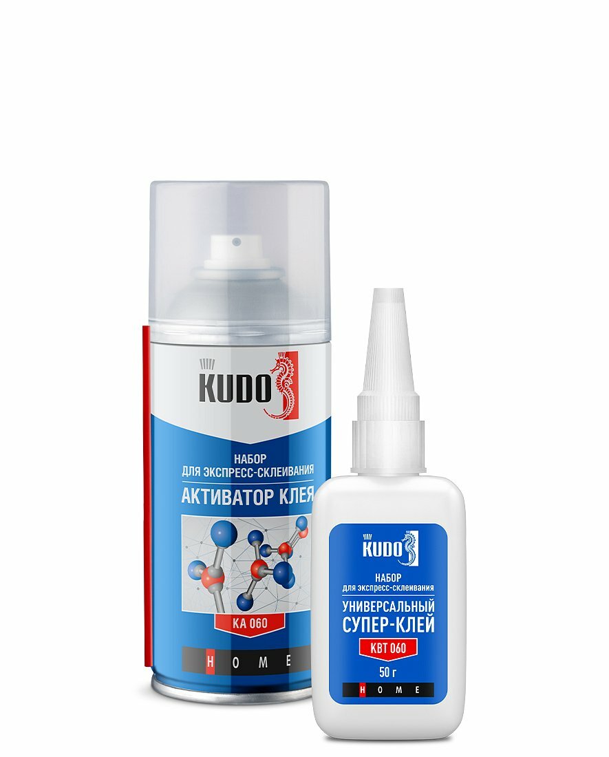 Клей-экспресс KUDO KBS-060, цианоакрилатный, универсальный, активатор, 50 г+210 мл
