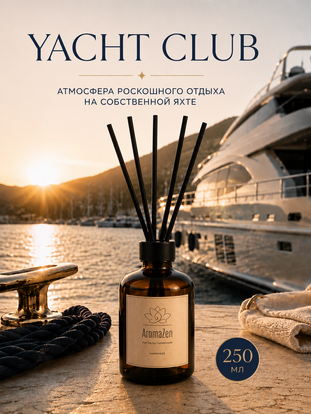AromaZen Аромадиффузор Yacht Club Яхт Клуб/ Диффузор для дома с палочками