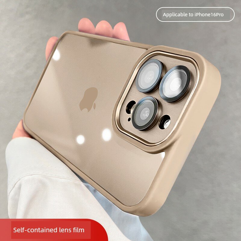 Чехол для iPhone 16 Pro с защитой объектива, титановый серый - высокая прозрачность задней панели, мягкая силиконовая