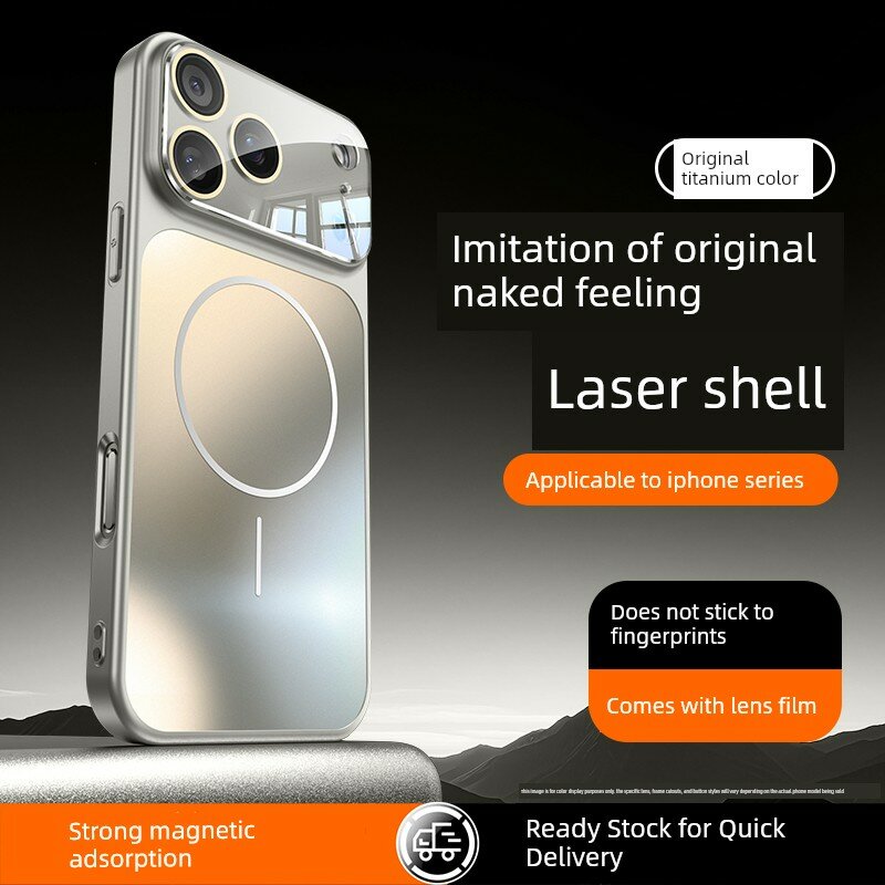 Чехол из титана для iPhone 17 с магнитной зарядкой, защитой по стандарту SGS - титаново-серый