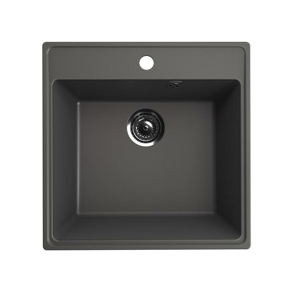 Мойка для кухни Ulgran Quartz 50,5х50,5 Forte 505-09 асфальт, 1 чаша, кварцевый композит