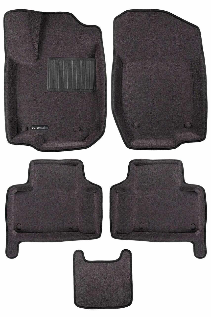 Коврики текстильные 3D Euromat Mercedes ML (W164 2005-2011), GL (X164 2006-2012), полиуретановый подпятник, темносерые