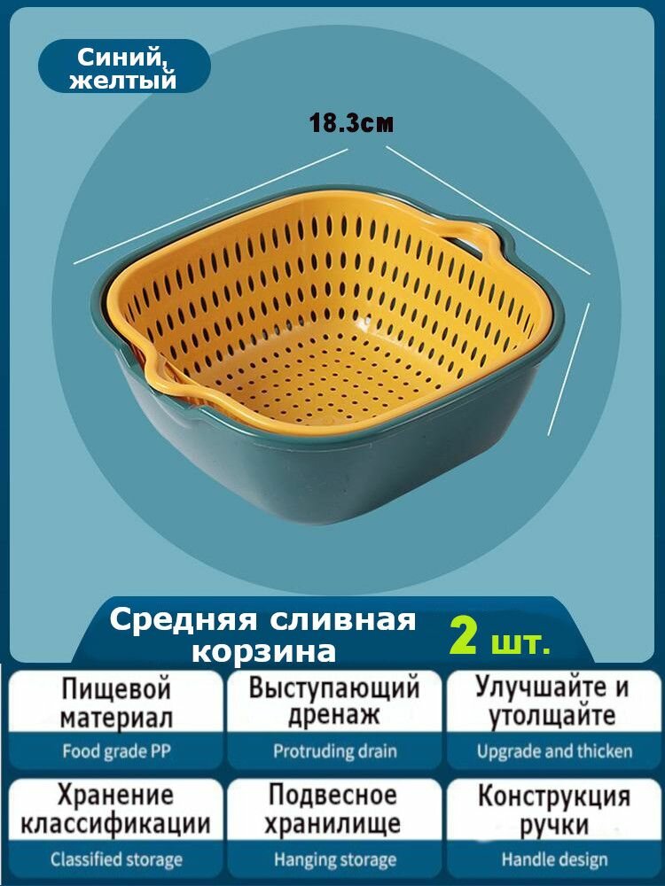 Дуршлаг, диаметр 18.3 см, 2 предм. сито для муки кухонное сито дуршлаг для макарон