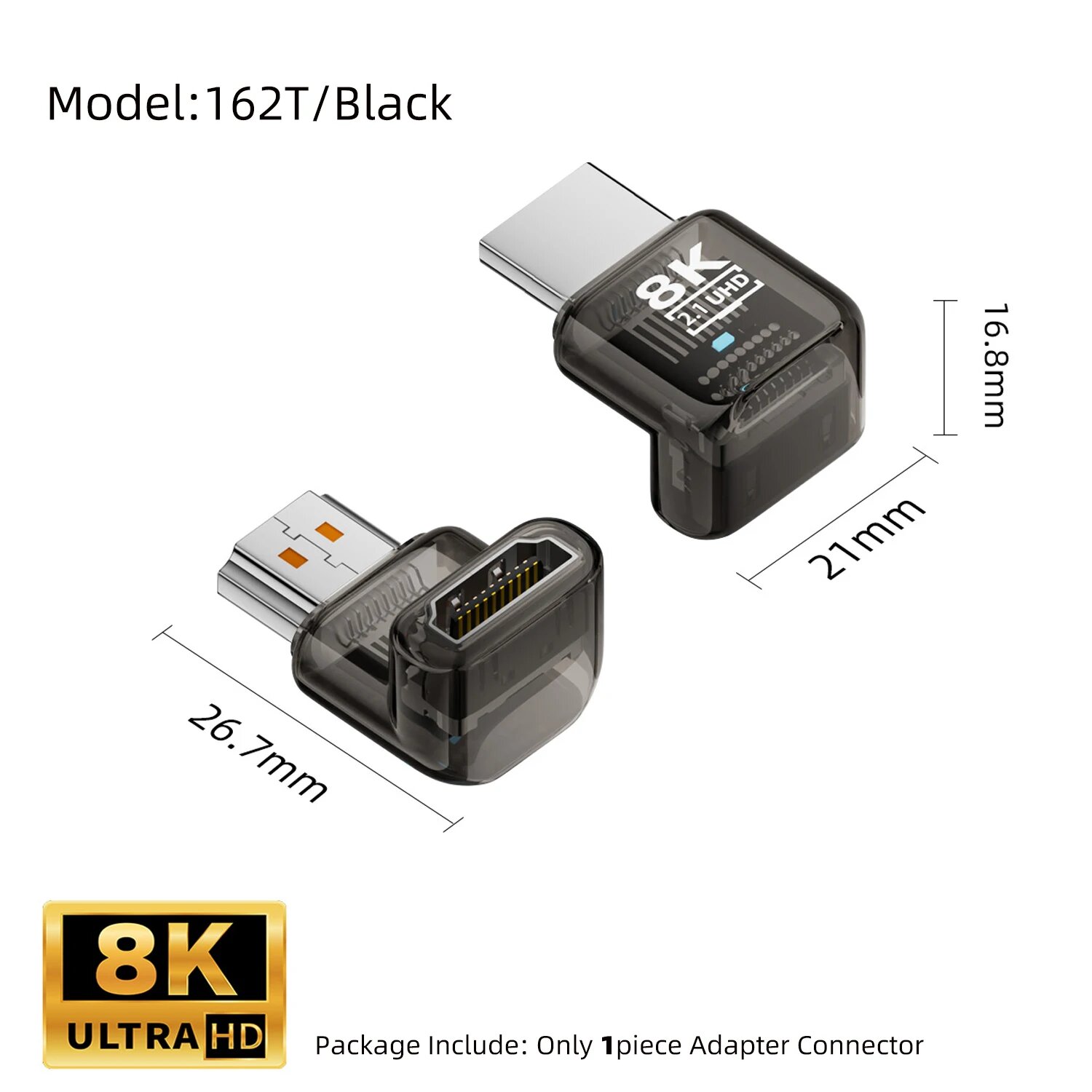 HDMI 2.1 адаптер 8K 60Гц, 162T-Black