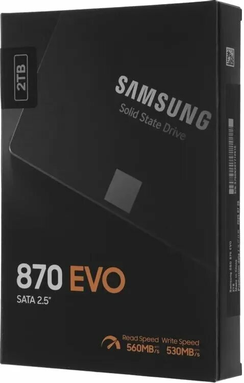 SSD 870 EVO Samsung MZ-77E2T0BW, 2ТБ, внутренний, SATA III, 6Гбит/с