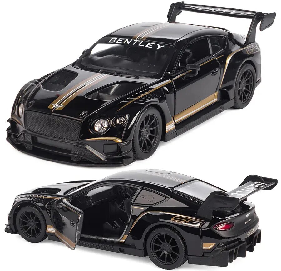 Машинка Kinsmart Bentley Continental GT3 черная металлическая 1:38 12.5 см